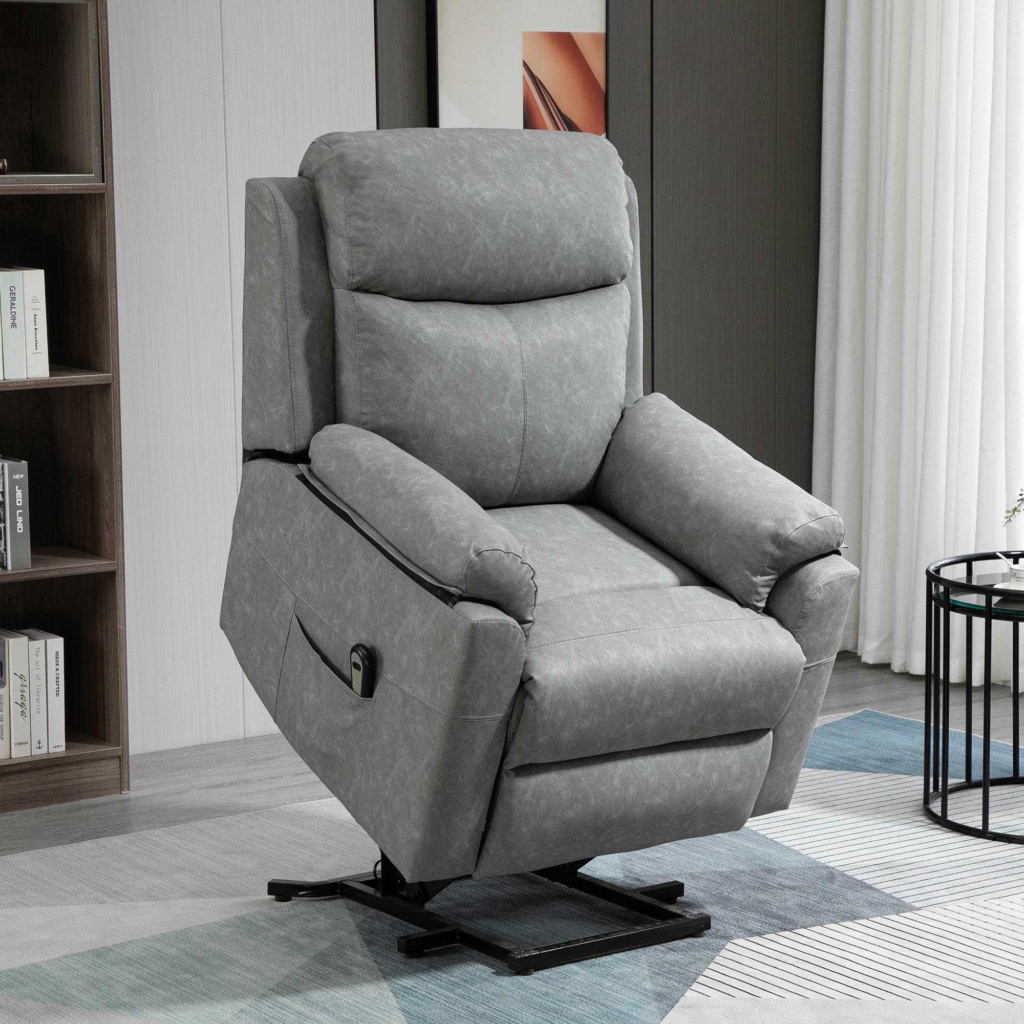 HOMCOM Power Lift Chair Electric Riser Recliner For Elderly Faux Leat