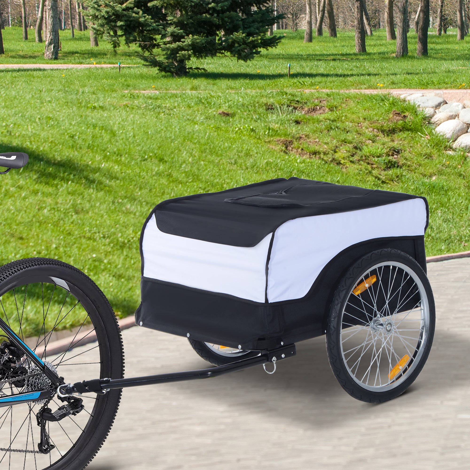 HOMCOM Folding Bike Trailer Cargo in Steel Frame Extra Bicycle Storage ...
