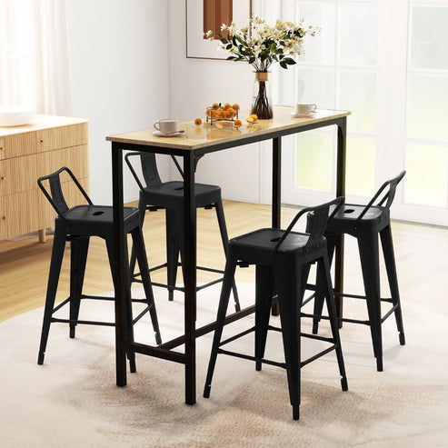 24-Inch Metal Chairs Set of 4 with Removable Back-Black – GardenArch