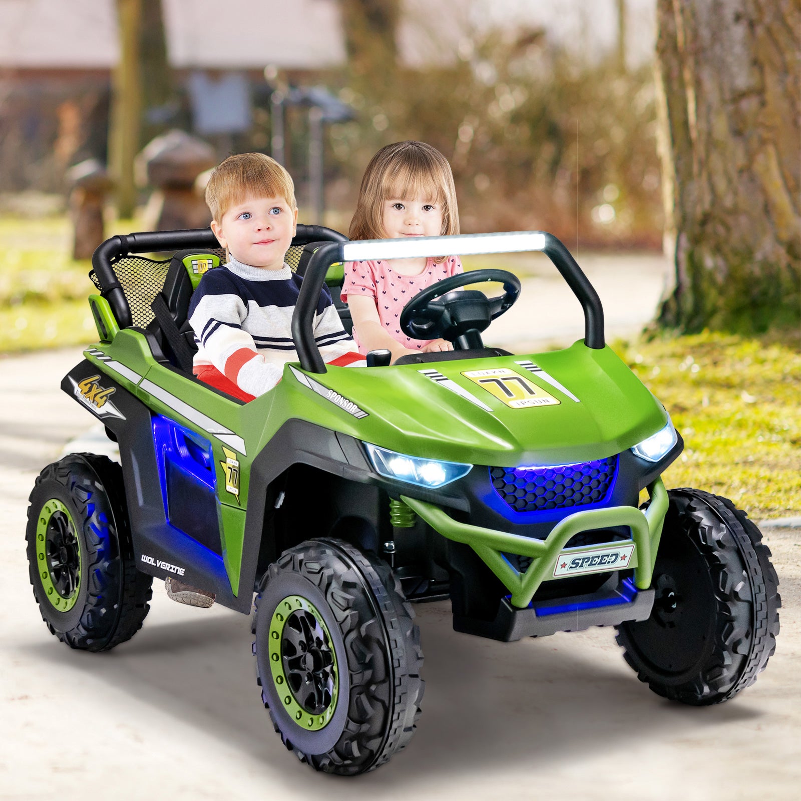 12V Battery Powered Electric Car 2-Seater Kids Ride on UTV-Green ...