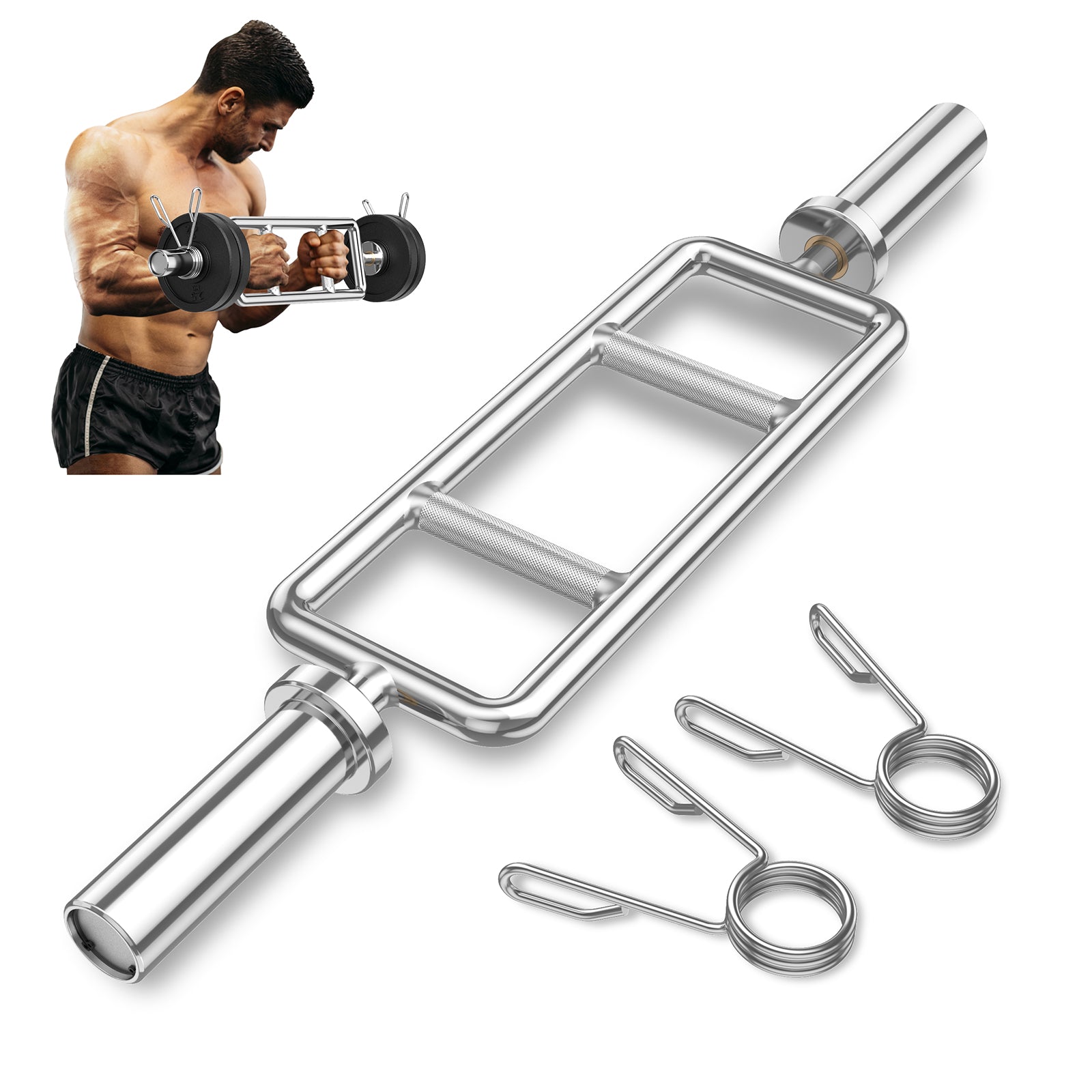 Olympic Triceps Bar Solid Steel Weight Bar with Knurled Handles ...