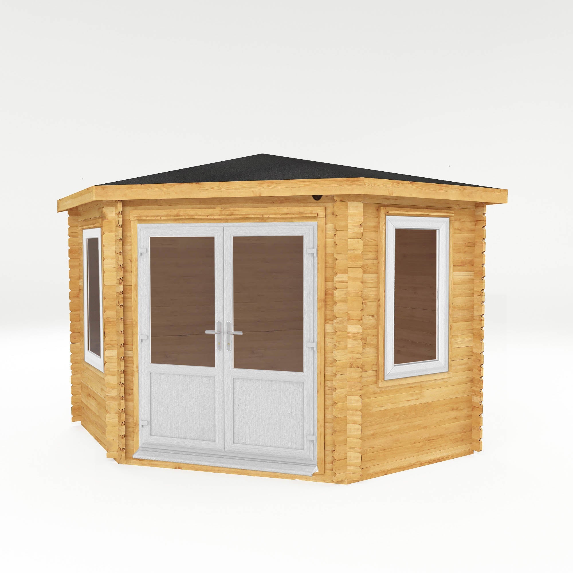 3M X 3M Corner Cabin - 44Mm (Upvc Windows & Door) - White – GardenArch