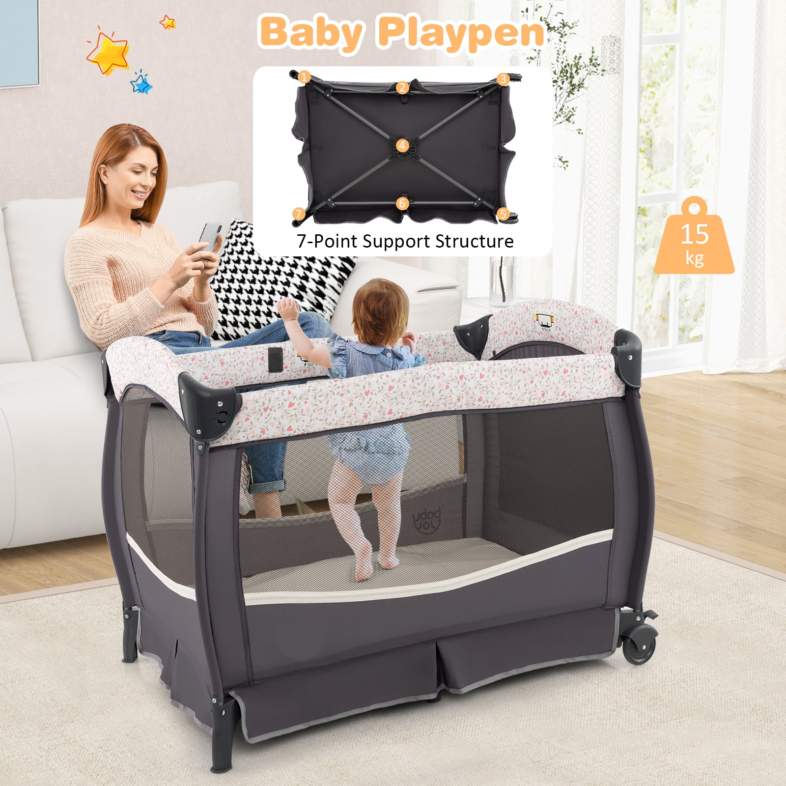 4 in 1 Portable Baby Nursery Center with Bassinet-Beige – GardenArch