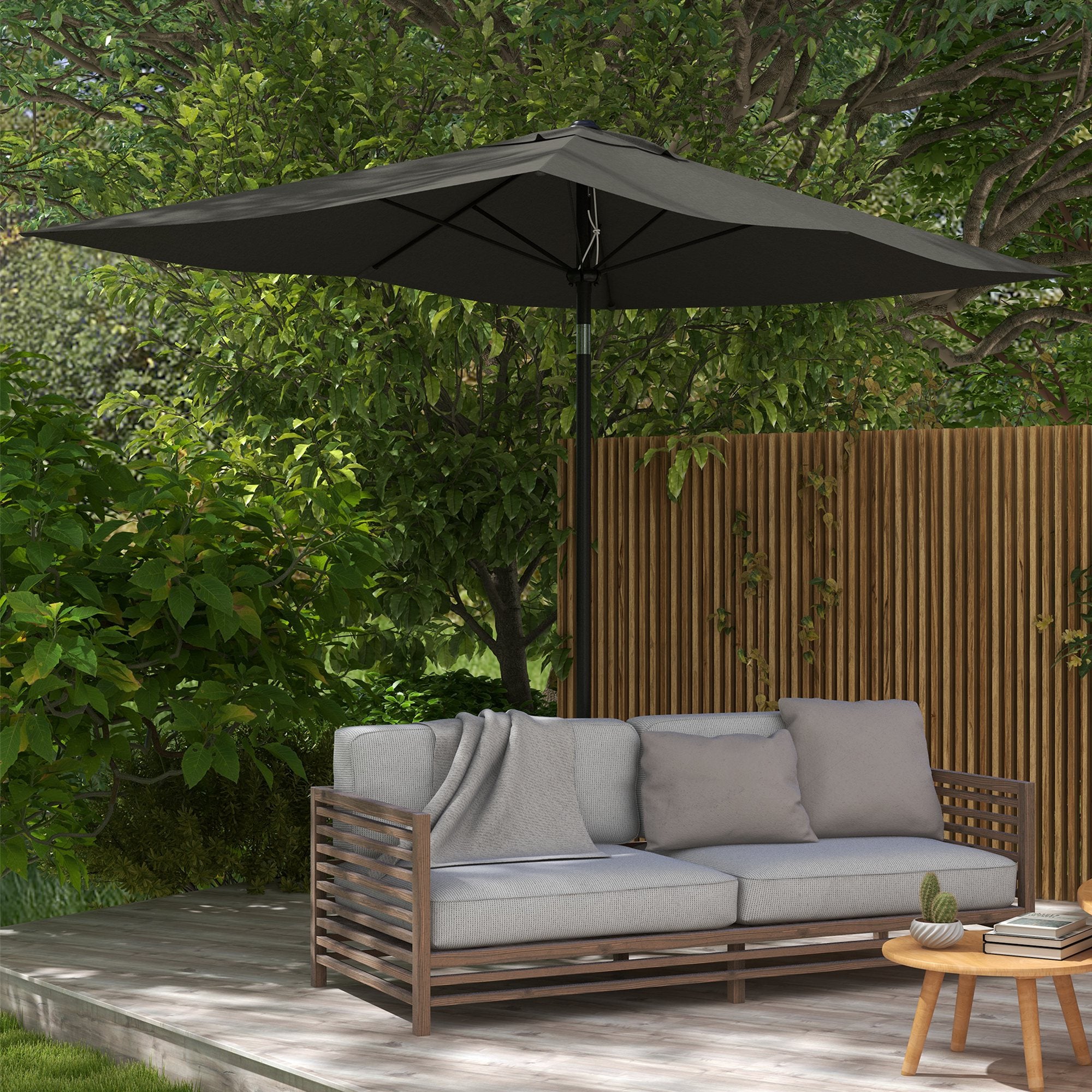Outsunny 2 x 3(m) Garden Parasol Umbrella, Rectangular Outdoor Market ...
