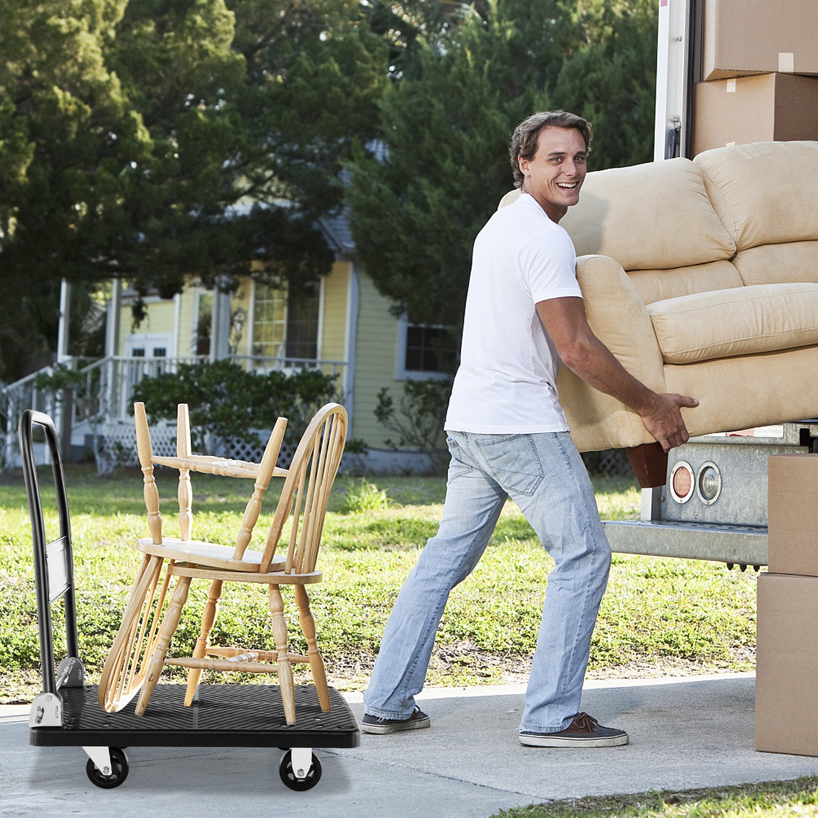 Folding Push Cart Dolly Moving Platform Hand Truck-Black – GardenArch
