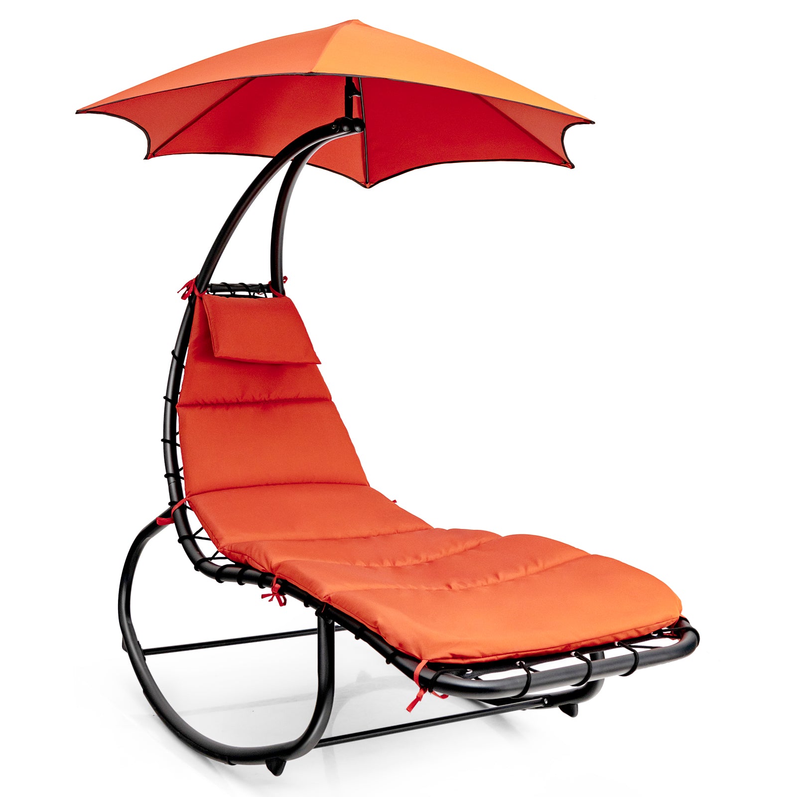 Outdoor Rocking Hammock Lounger Chair with Waterproof Canopy-Orange ...