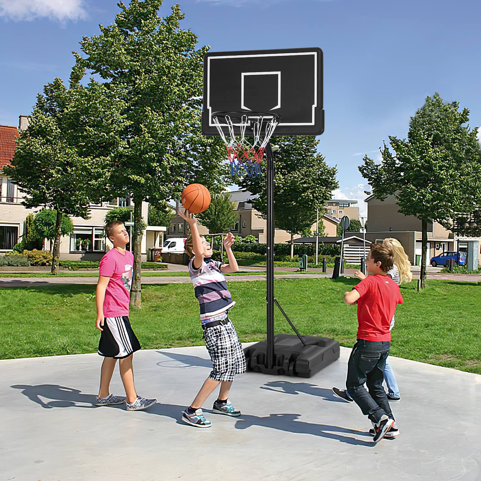 2.7-3.2 m Outdoor Basketball Hoop System with Fillable Base and Wheels ...