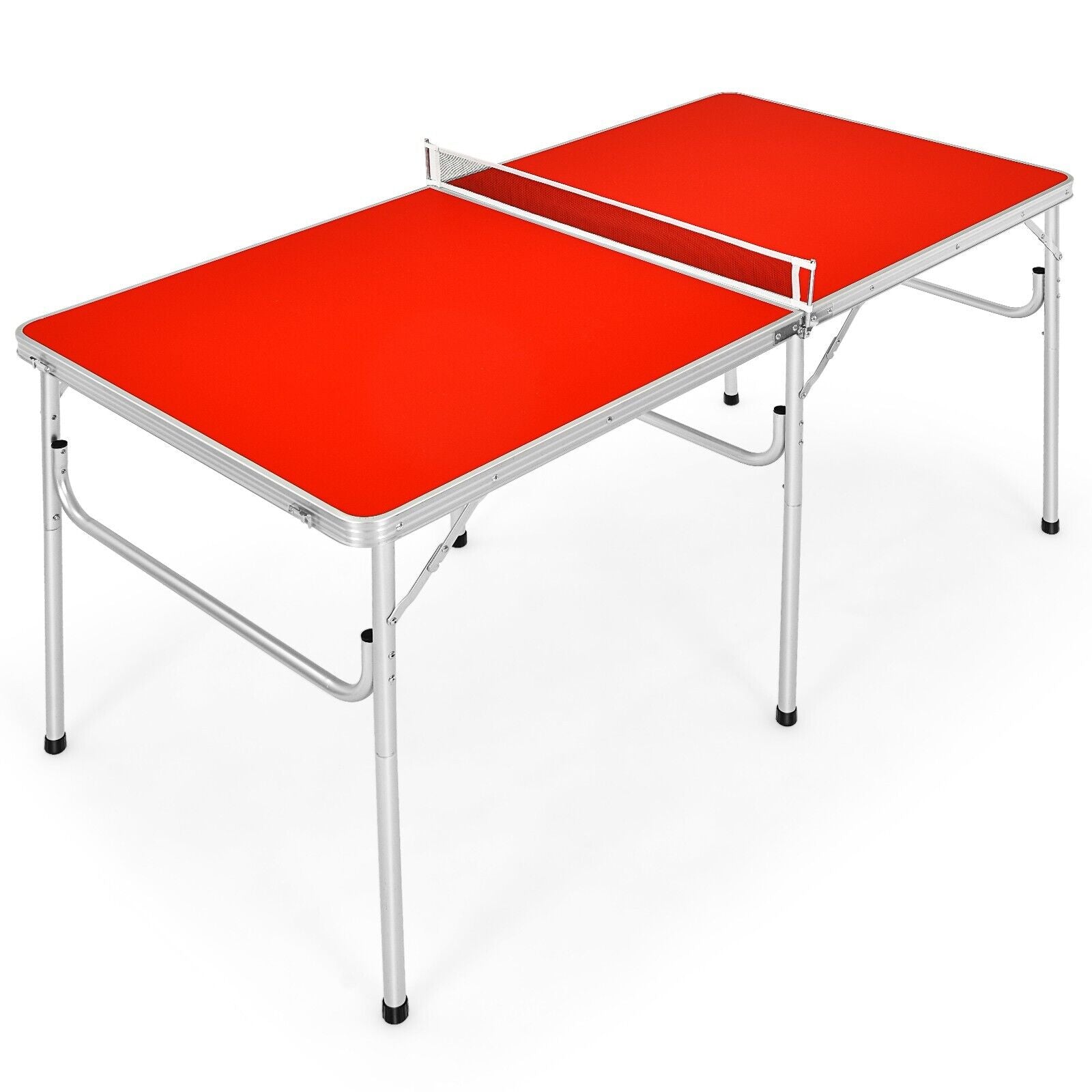 Portable Folding Table Tennis Table with 2 bats-Red – GardenArch