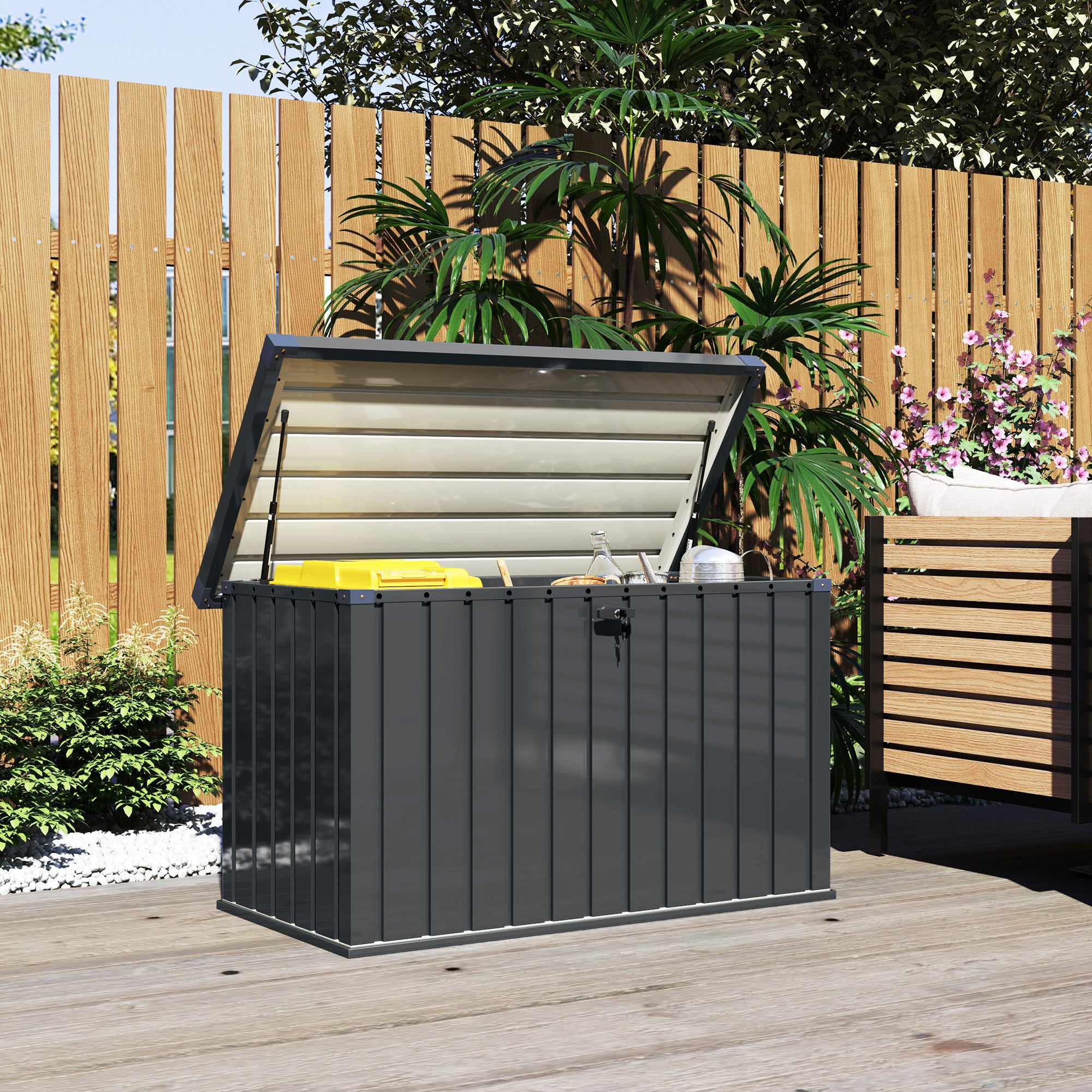 Outsunny 400L Galvanised Steel Garden Storage Box – GardenArch