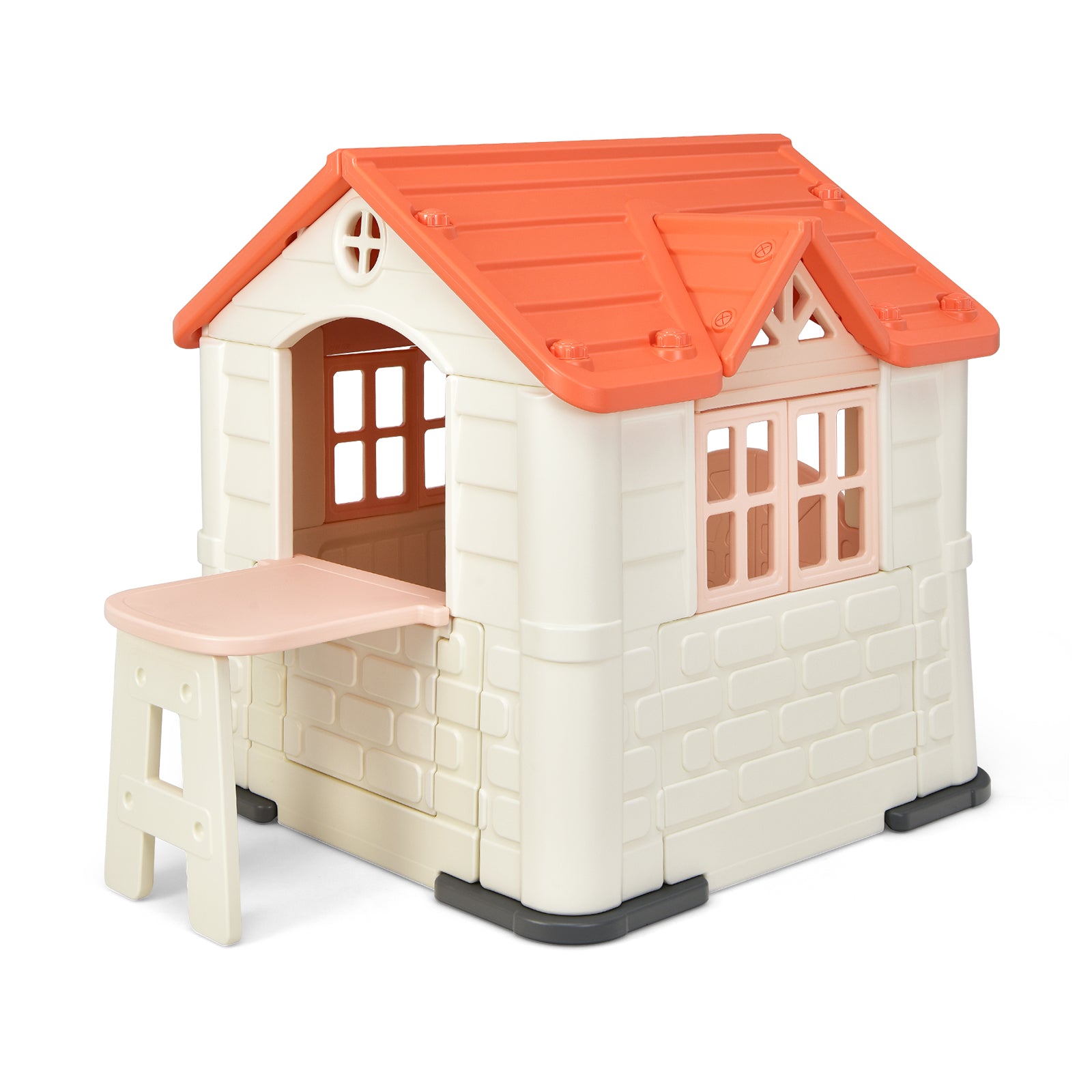 Outdoor Cottage Pretend Play Center with Picnic Table and Food Toy Set ...