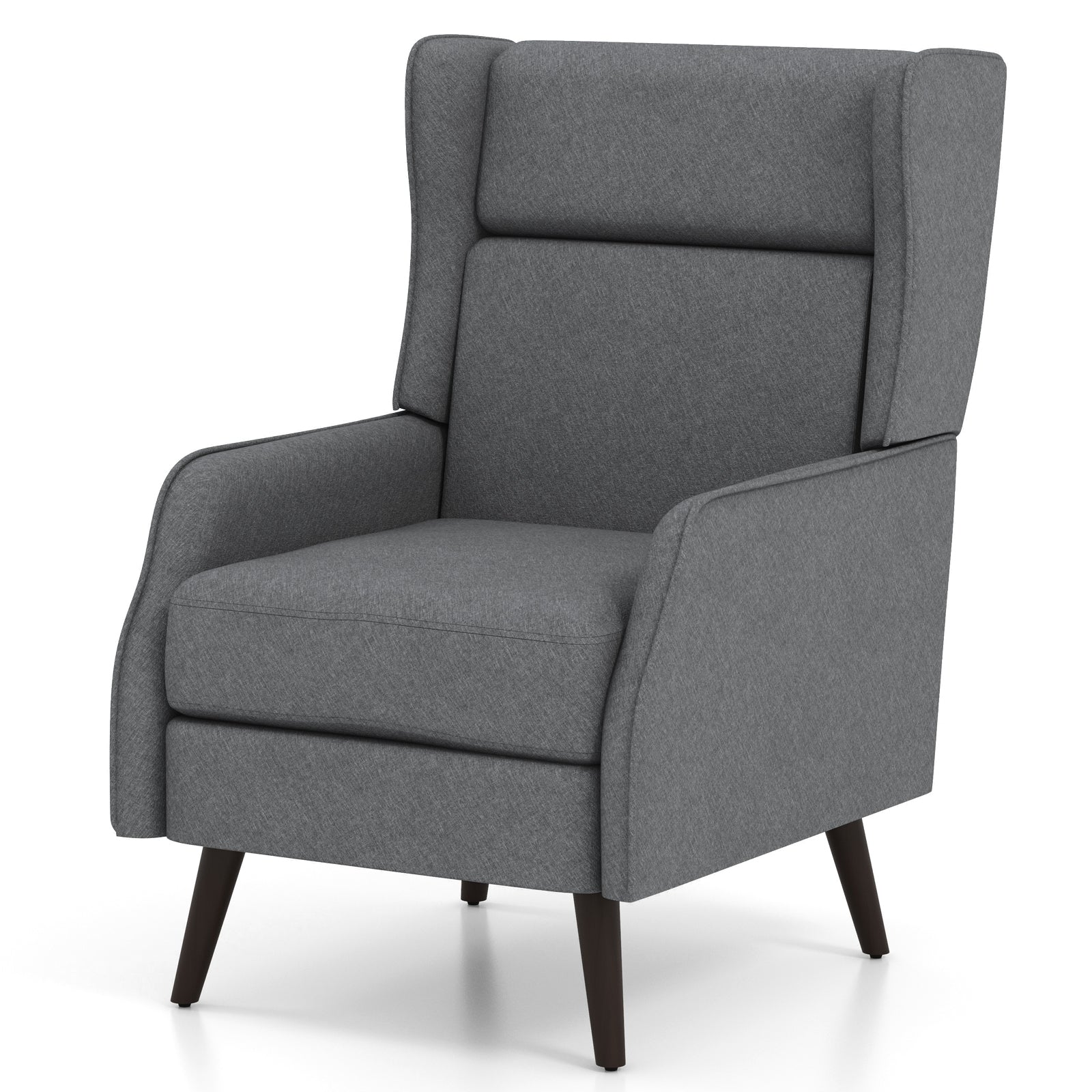 Traditional Fabric Wingback Chair with Removable Seat Cushion-Grey ...