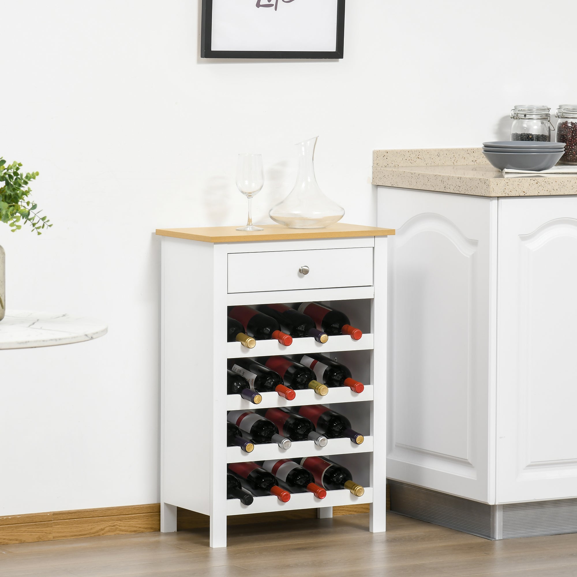 HOMCOM Modern Wine Cabinet Cupboard with 16-Bottle Wine Rack, Kitchen ...