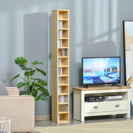 HOMCOM 12-tier Media Storage Cabinet 204 CDs Shelf Tower Multimedia Or ...