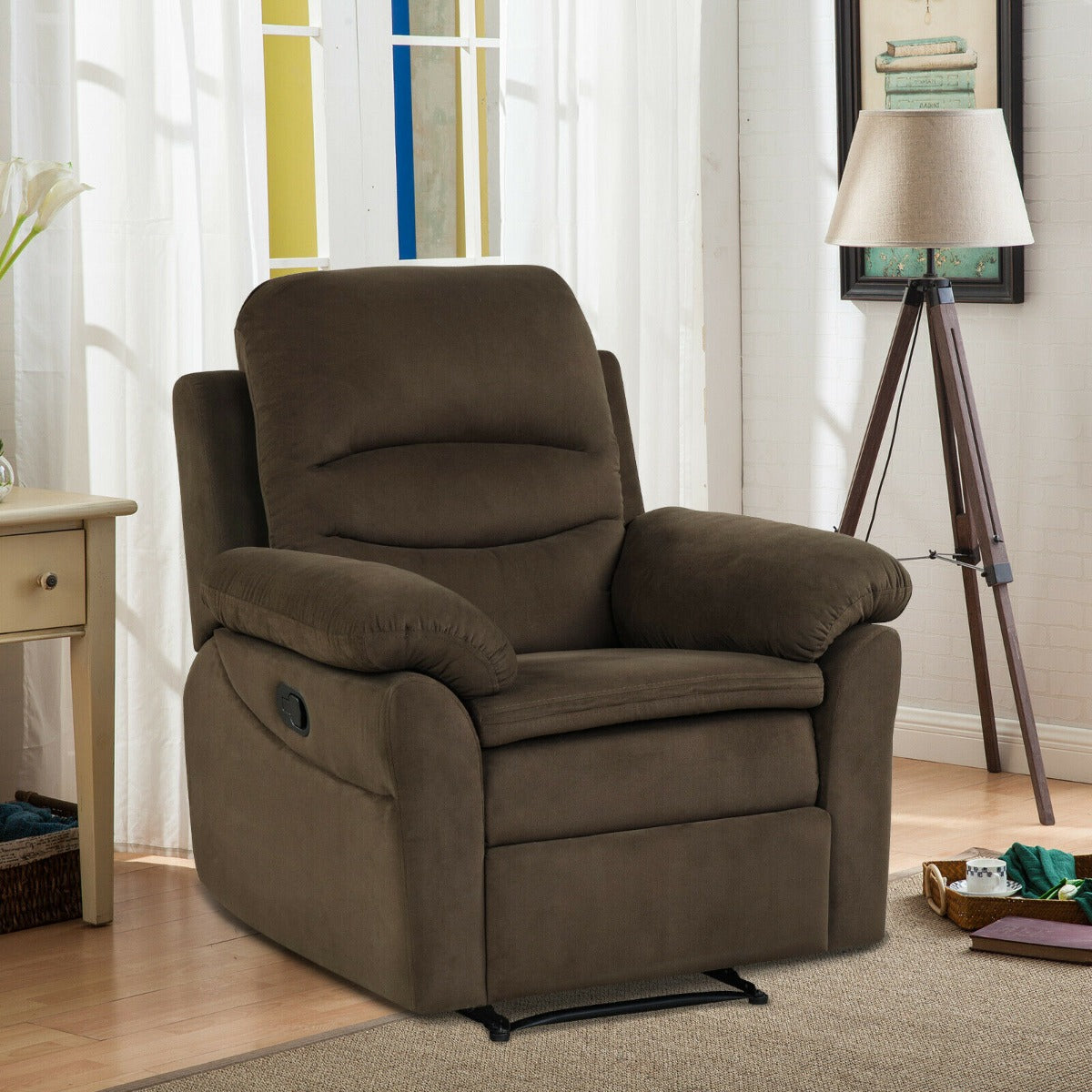 Recliner Armchair with Reclining Function and Adjustable Leg Rest-Brow ...