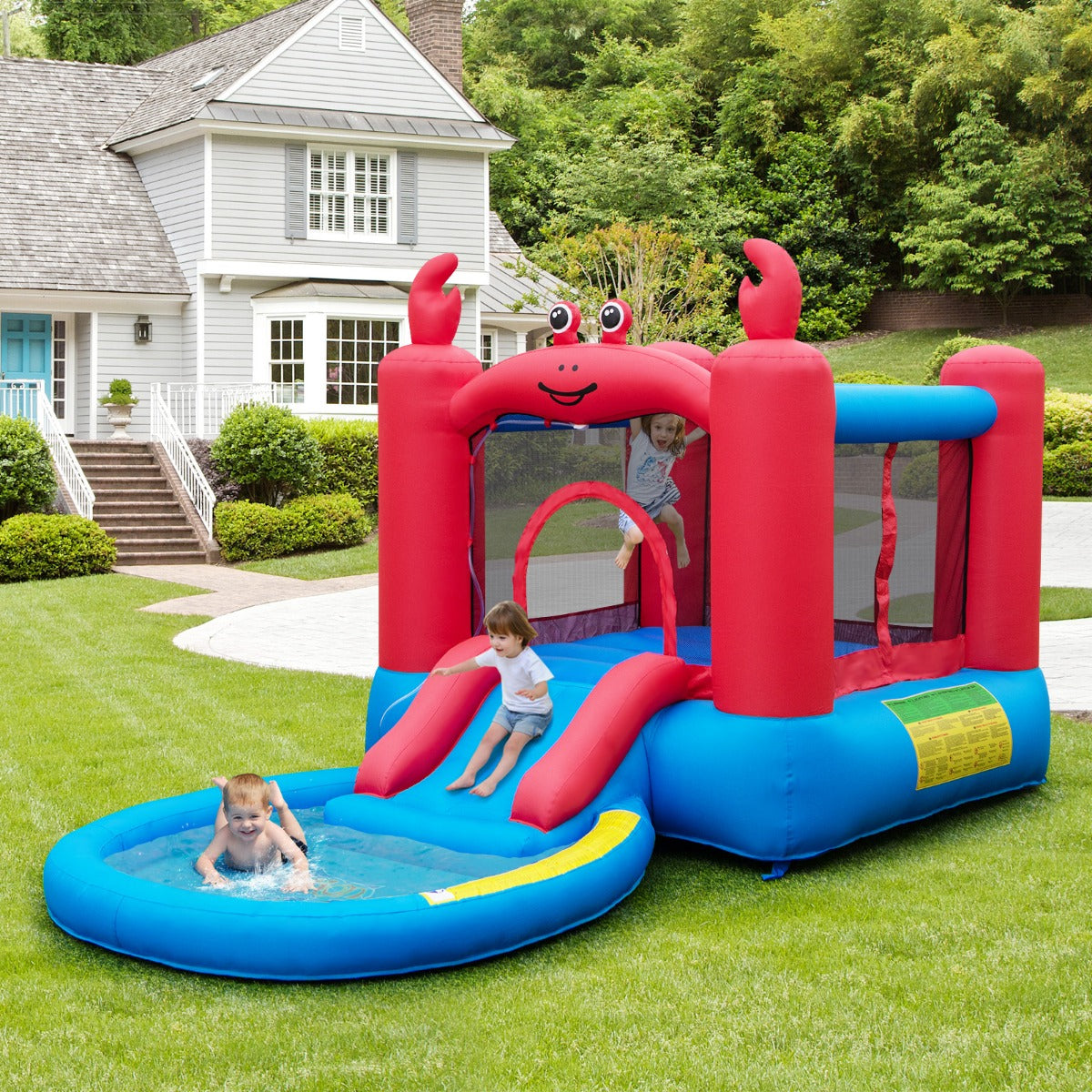 Inflatable Red Crab-themed Water Slide Park with Slide and Splash Pool ...