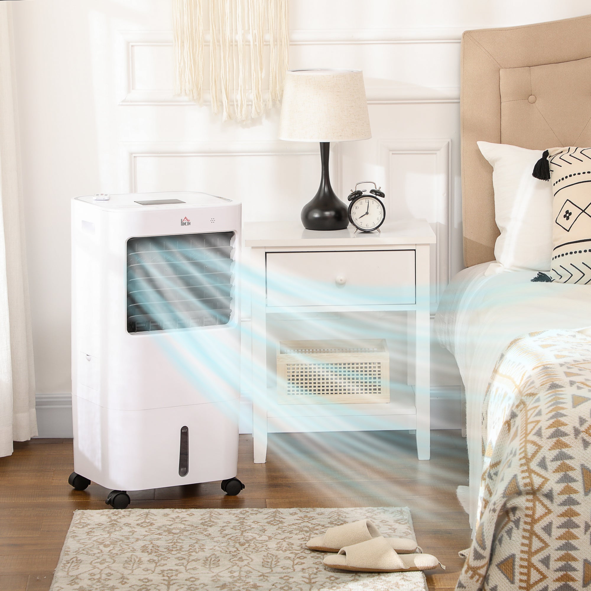 HOMCOM Air Cooler, Mobile Cooling Fan Humidifier Air Conditioner with ...