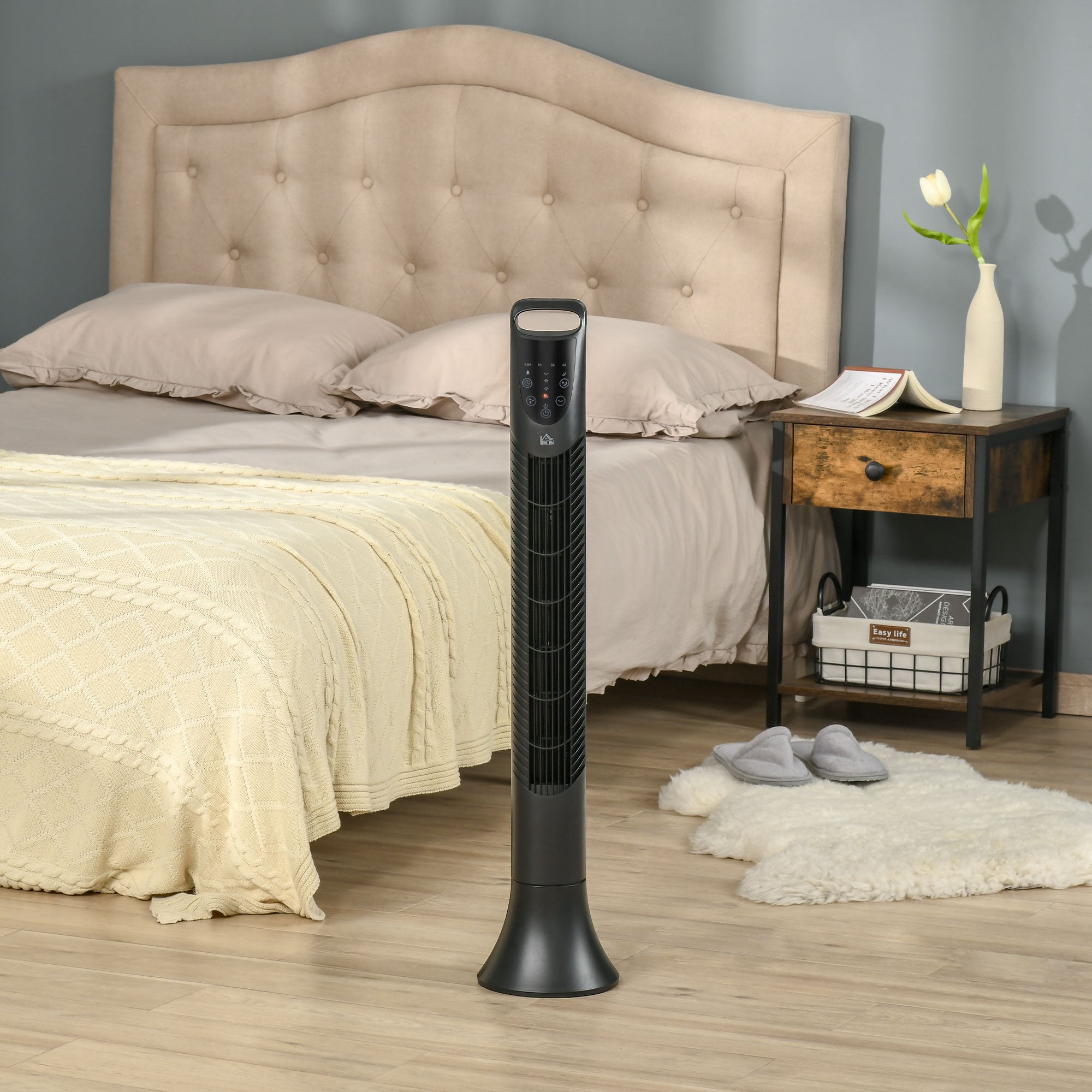 HOMCOM 36'' Freestanding Tower Fan, 3 Speed 3 Mode, 7.5h Timer, 70 Deg ...