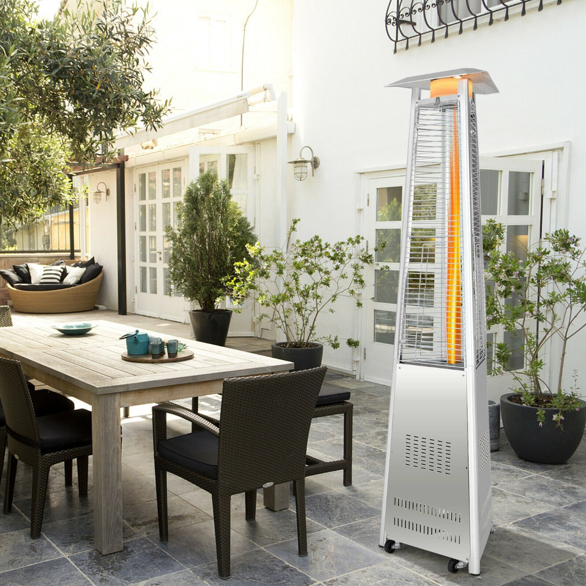 42,000 BTU Outdoor Patio Gas Heater with Wheels and Regulator – GardenArch