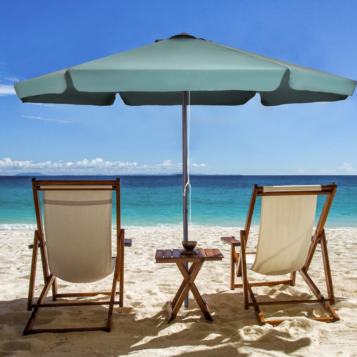 3M Patio Parasol with 6 Ribs and Air Vent for Beach Pool-Green – GardenArch