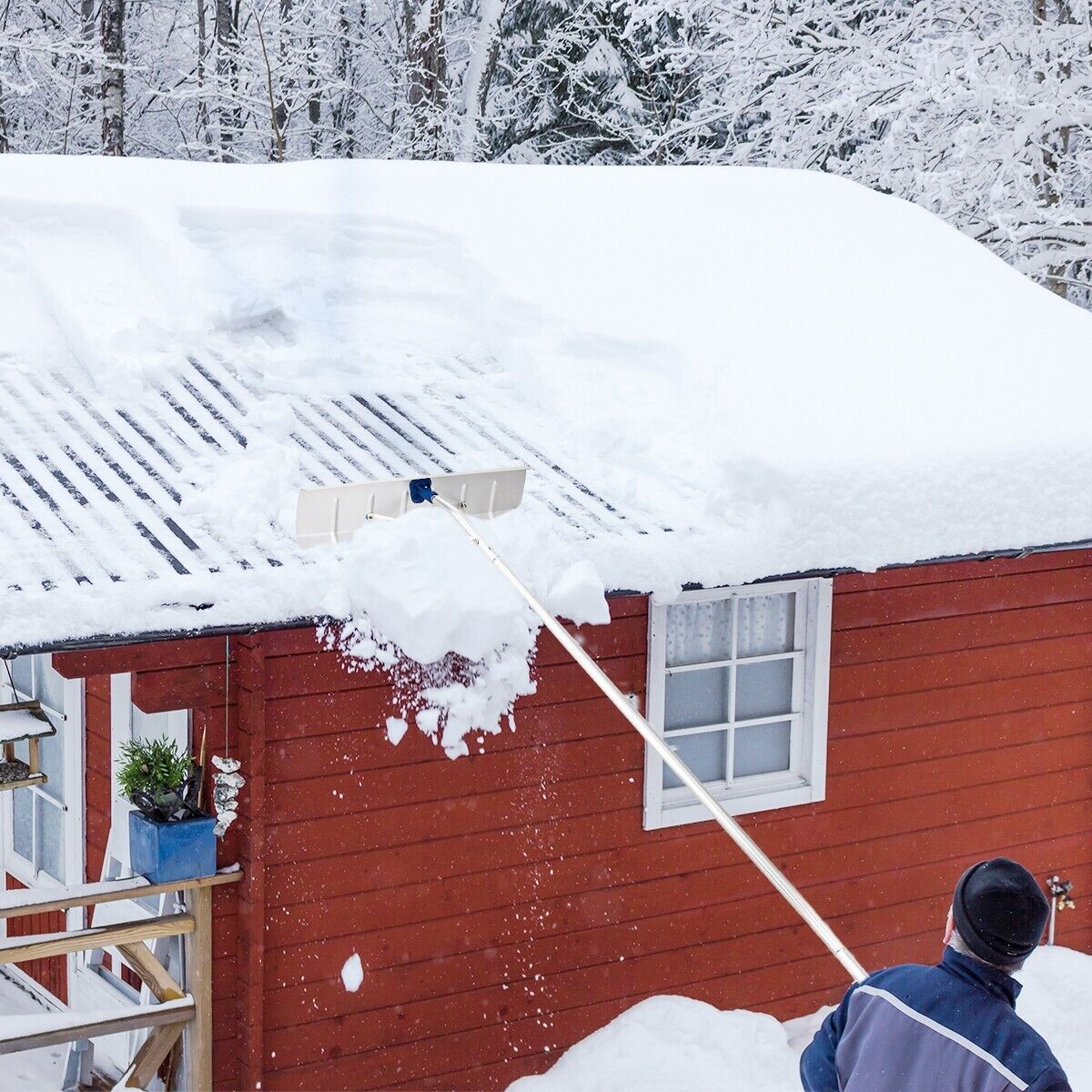 Extendable Roof Snow Rake with Blade and 5-Section Tubes for House Car ...