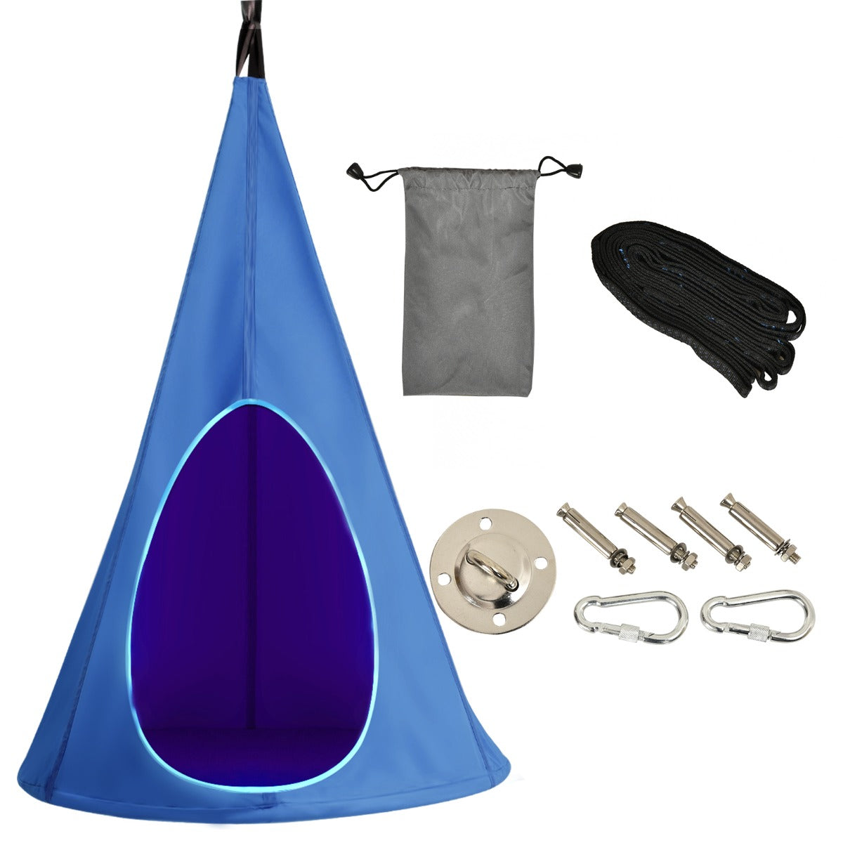 100 cm Adjustable Kids Tree Swing Tent with 2 Peep Windows-Blue ...