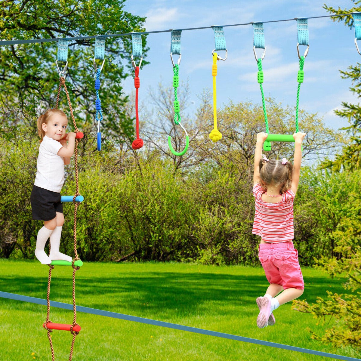 Ninja Slackline Set for Kids with Swing and Arm Trainer – GardenArch