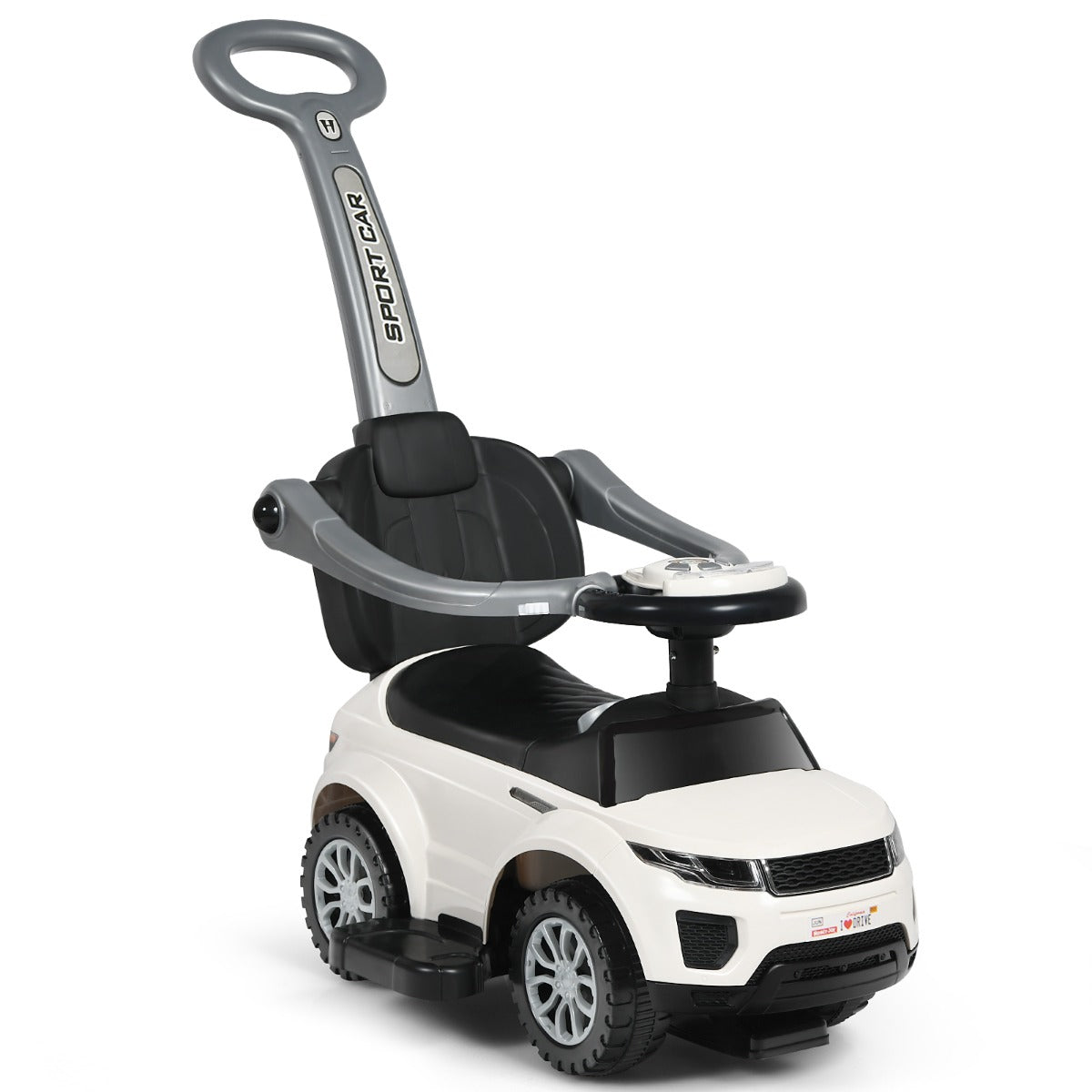 3 in 1 Ride on Push Car Stroller Sliding Walking Car-White – GardenArch