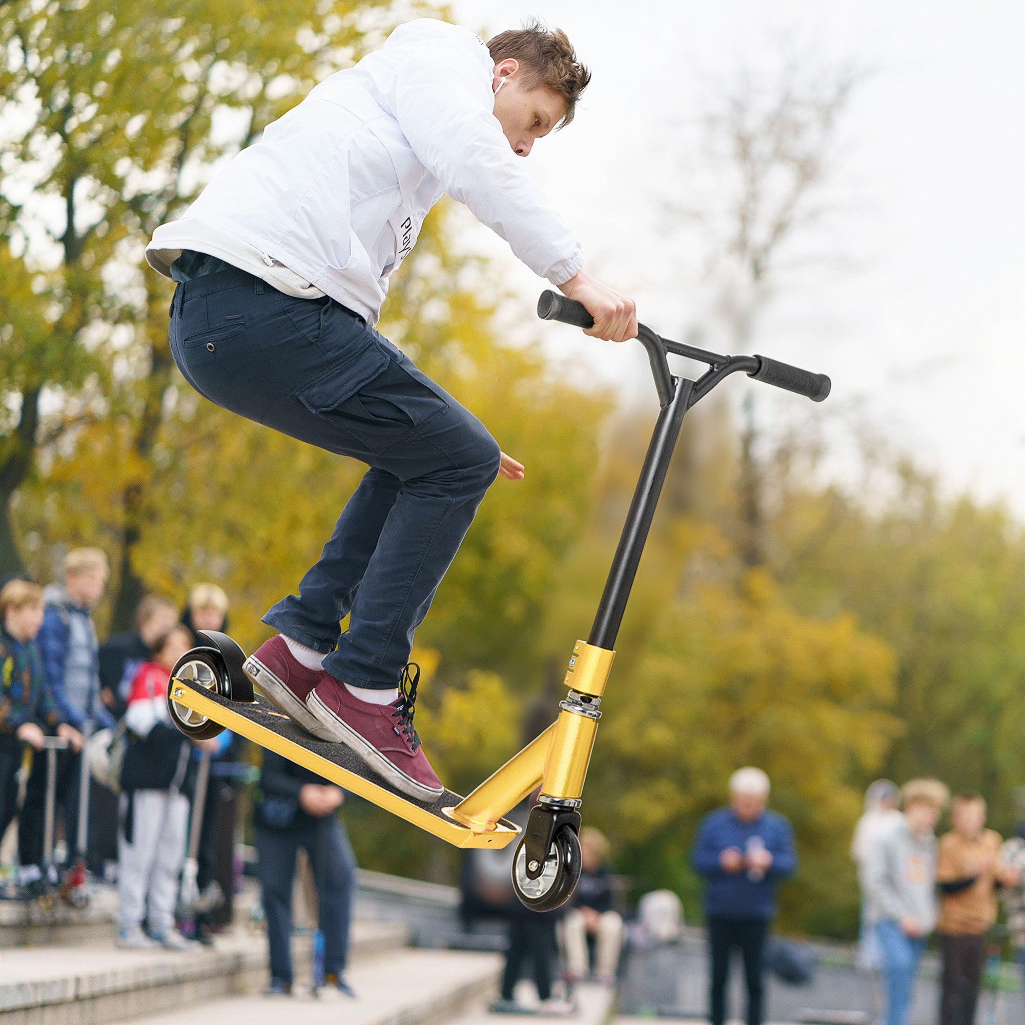 HOMCOM Stunt Scooter, 360° Entry Level Tricks Scooter w/ Lightweight A ...