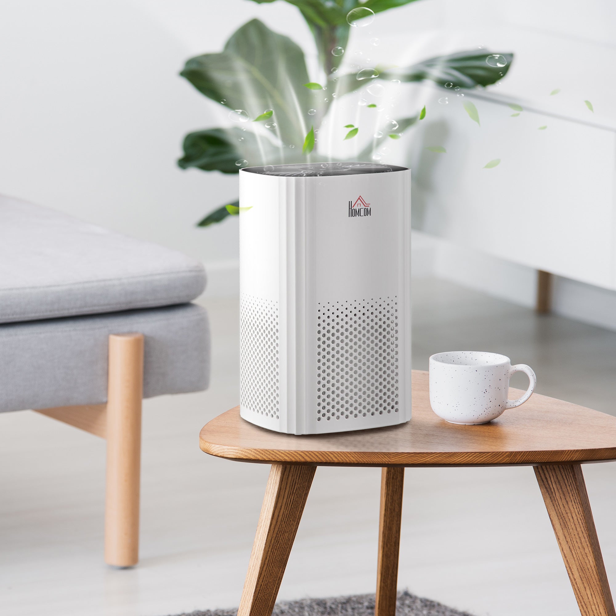 HOMCOM Air Purifiers for Bedroom with 3-Stage Carbon HEPA Filtration S ...