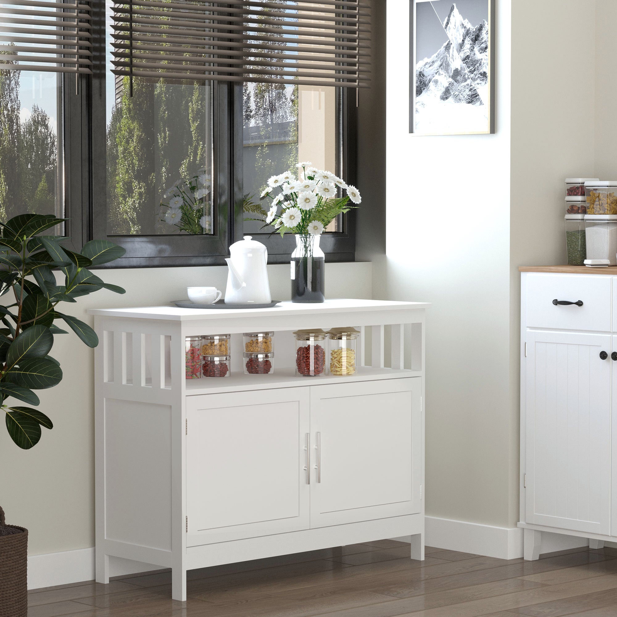 HOMCOM Kitchen Console Table/Buffet Sideboard/Wooden Storage Table wit ...
