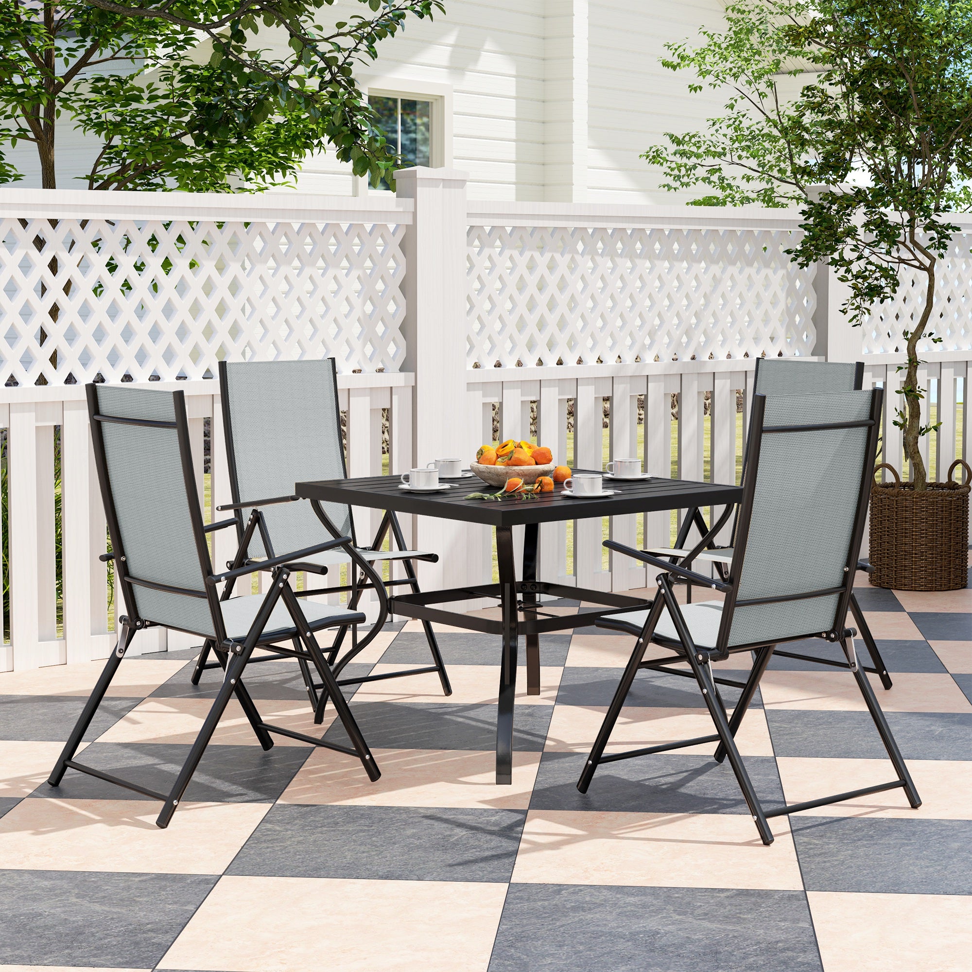 Outsunny Five-Piece Steel Frame Patio Set - Grey/Black – GardenArch