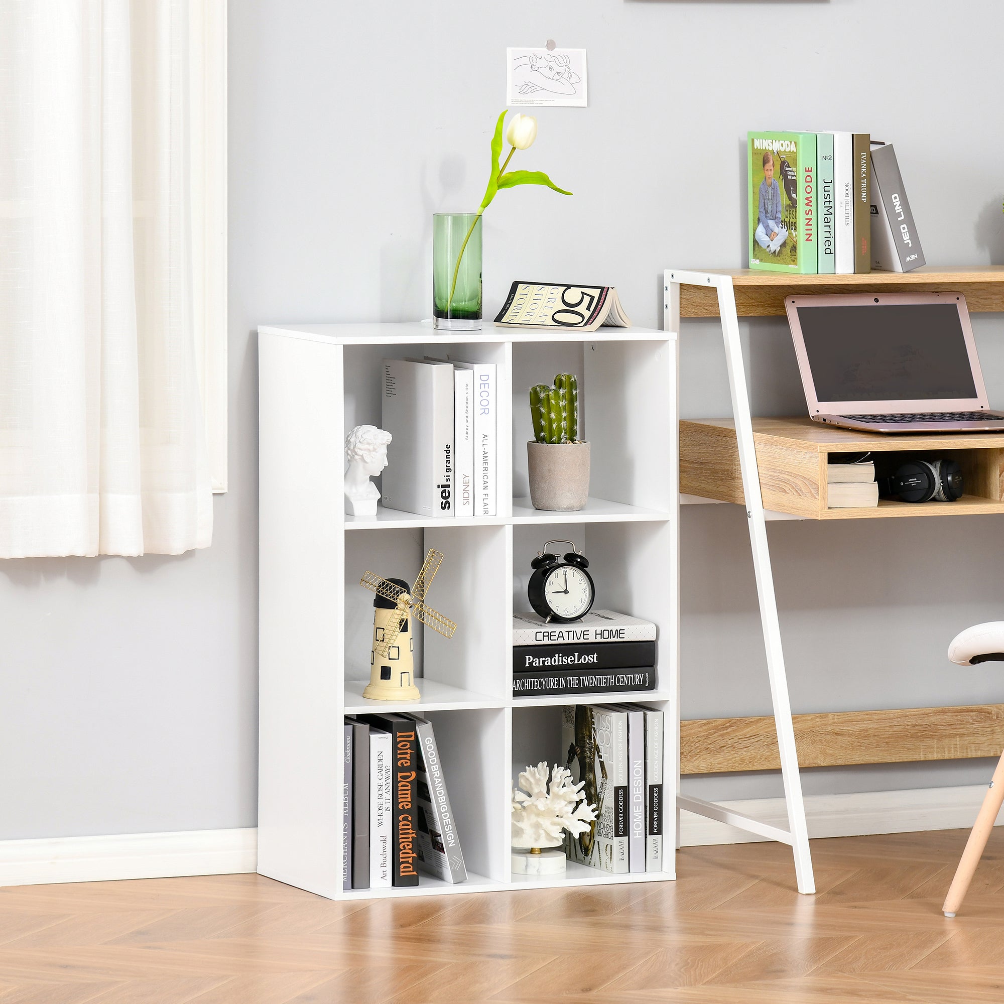 HOMCOM 3-tier 6 Cubes Storage Unit Particle Board Cabinet Bookcase Org ...
