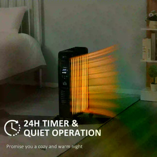 HOMCOM 1630W Digital Oil Filled Radiator, 7 Fin, Portable Electric Hea ...