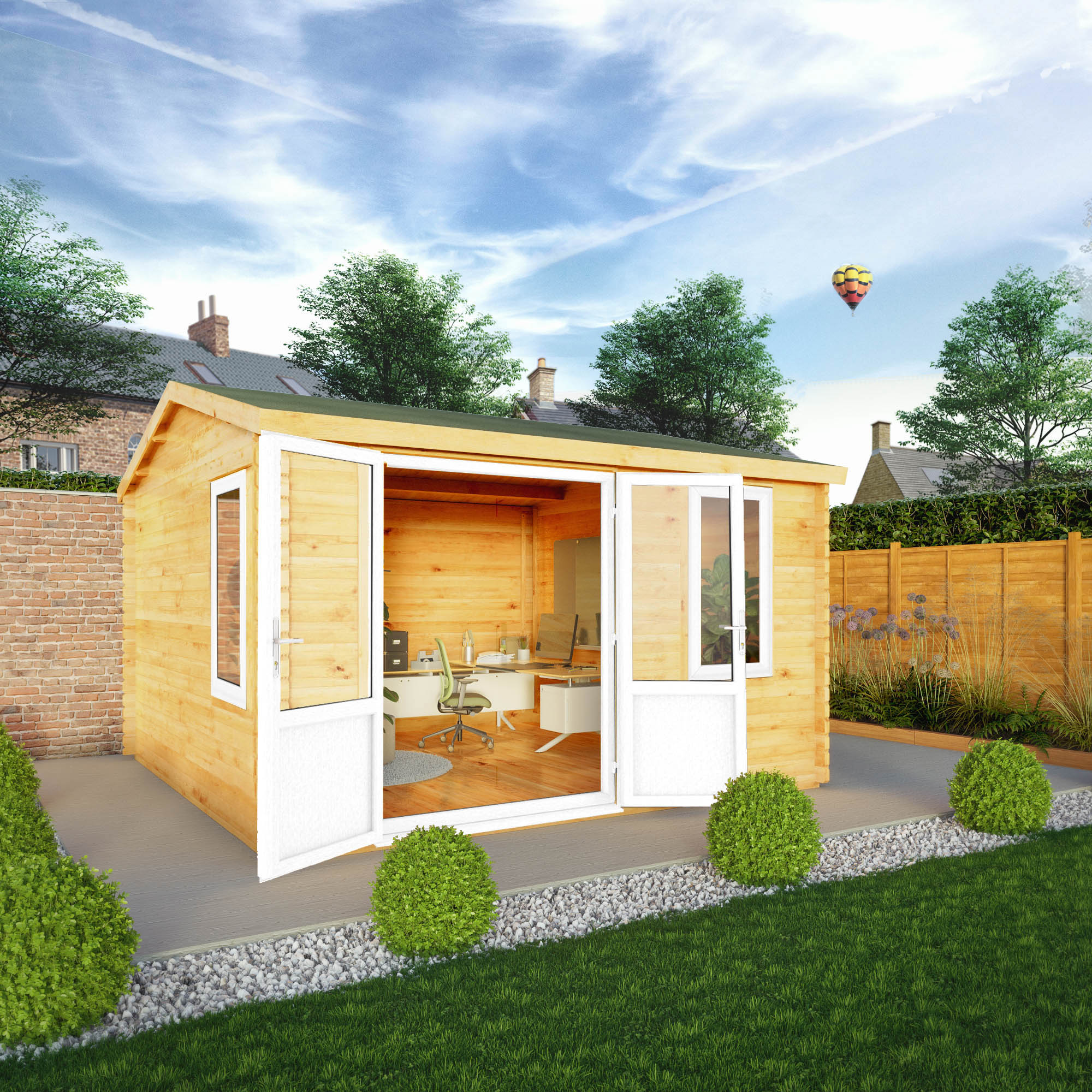 Log Cabin Office - 4x4m Garden Room with UPVC Windows – GardenArch