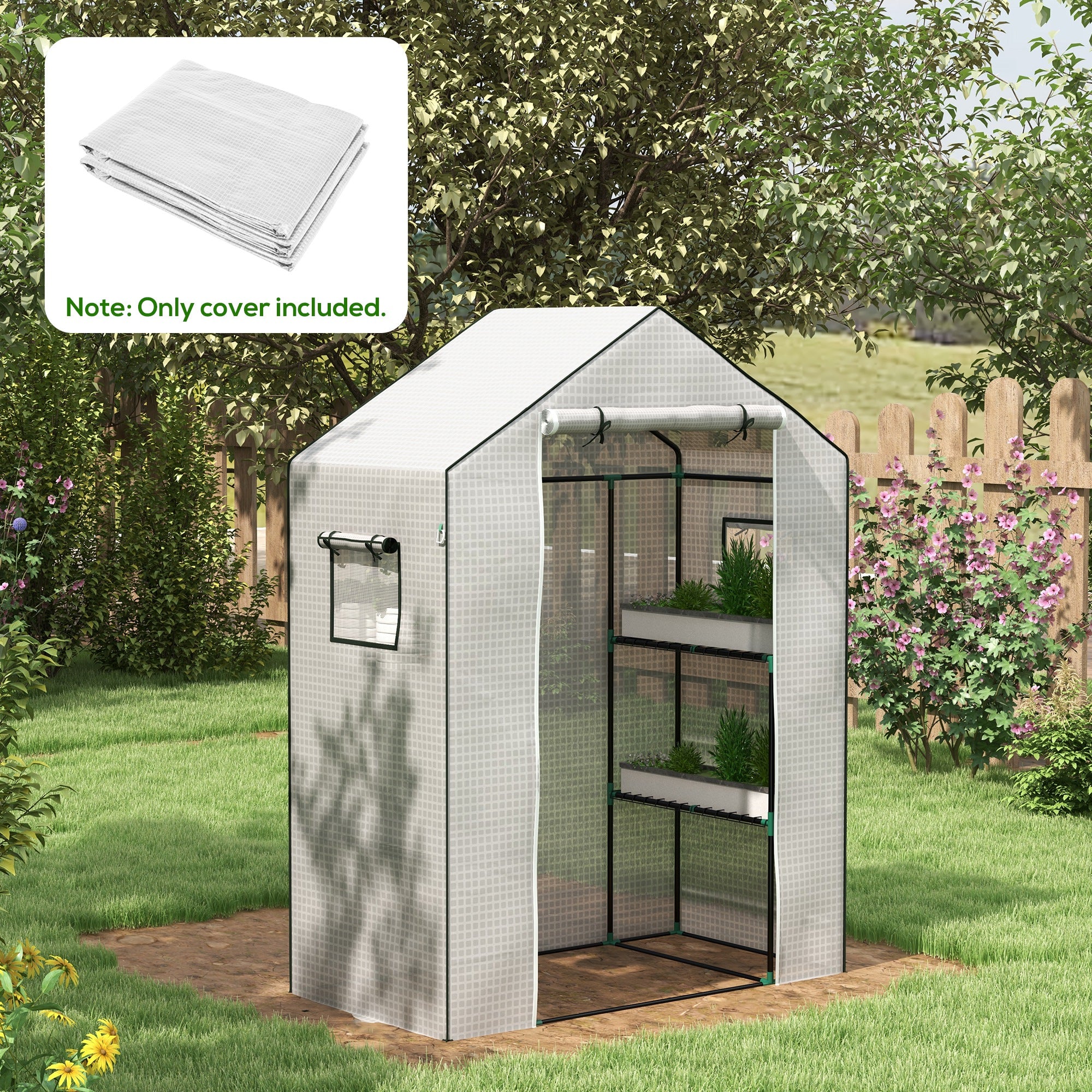 Outsunny Greenhouse Cover Replacement Walk-in PE Hot House Cover with ...