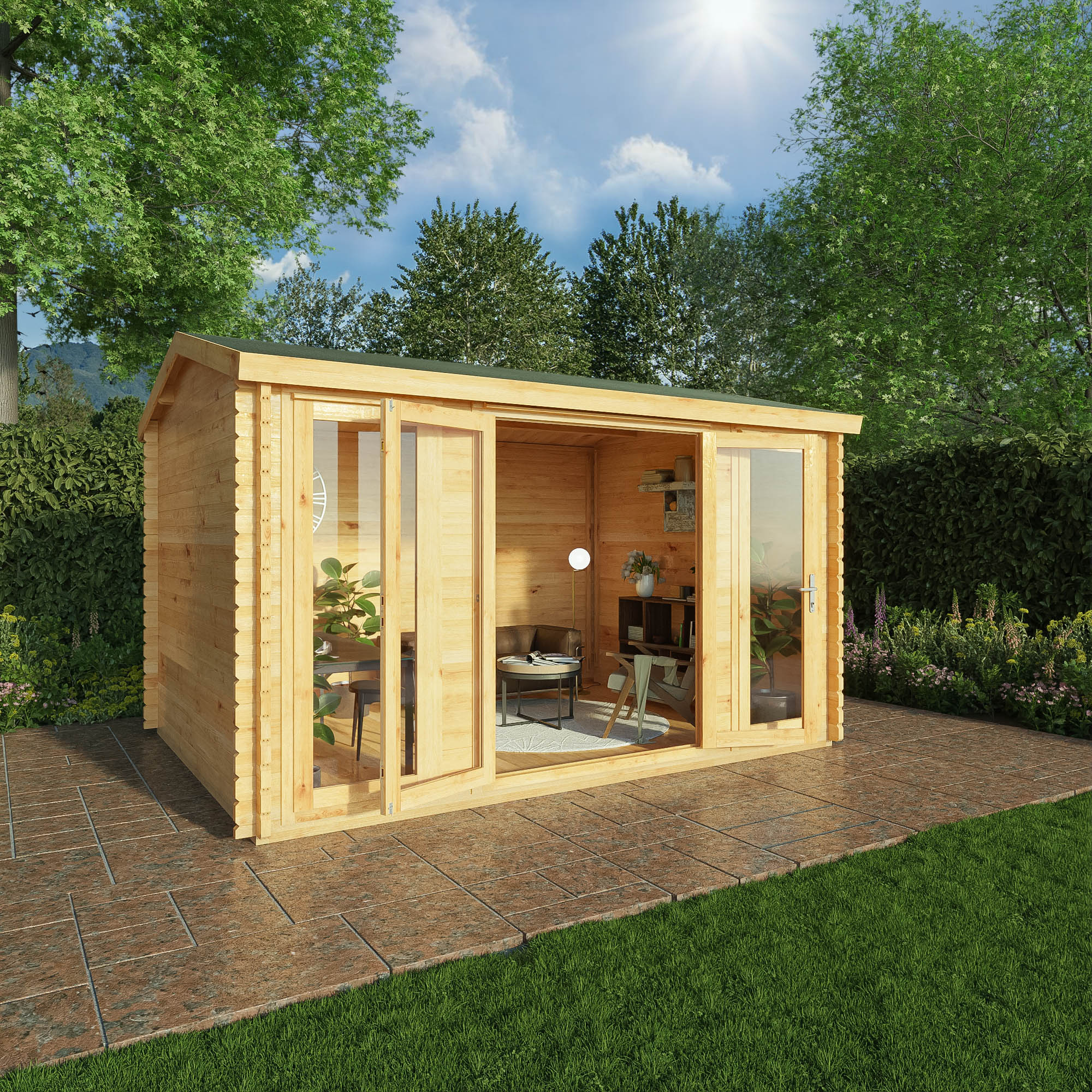 4M X 3M Home Office Director Log Cabin - Buy Log Cabins UK – GardenArch