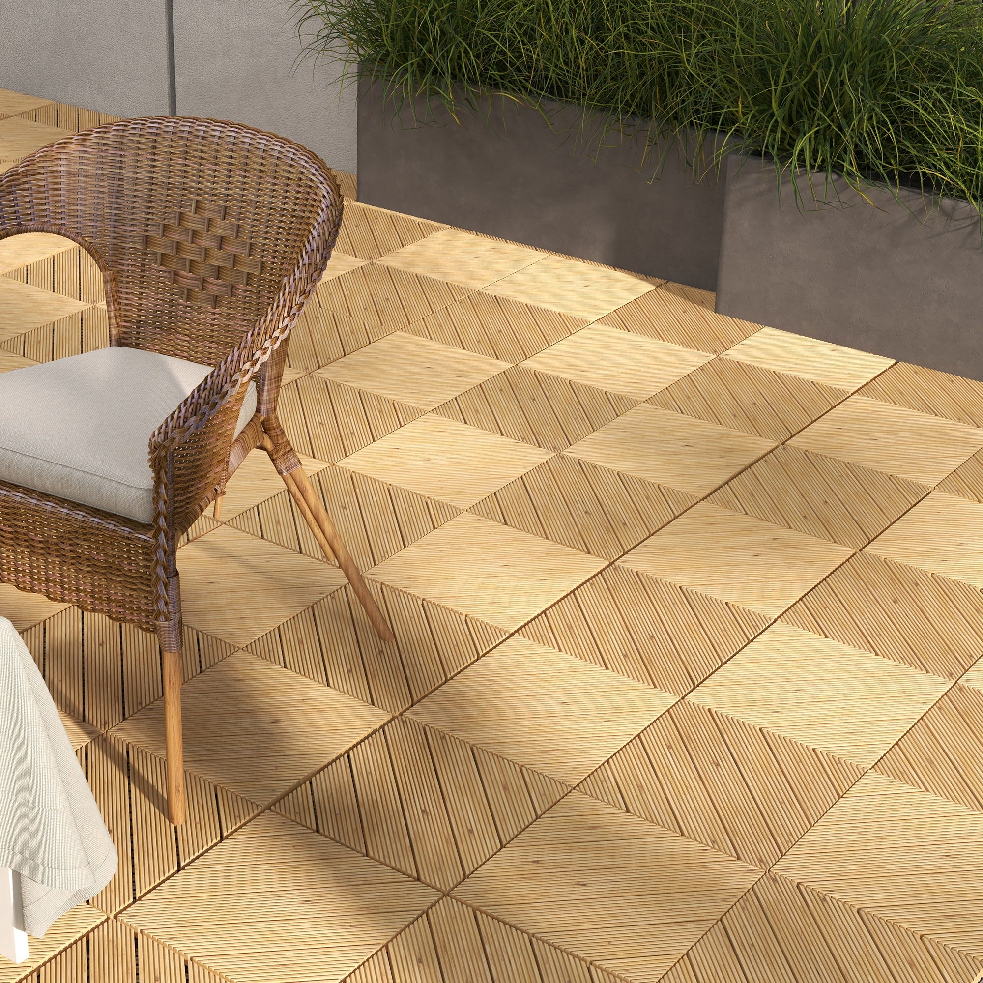 Outsunny 9 Pcs Wooden Outdoor Decking Tiles for Patio – GardenArch