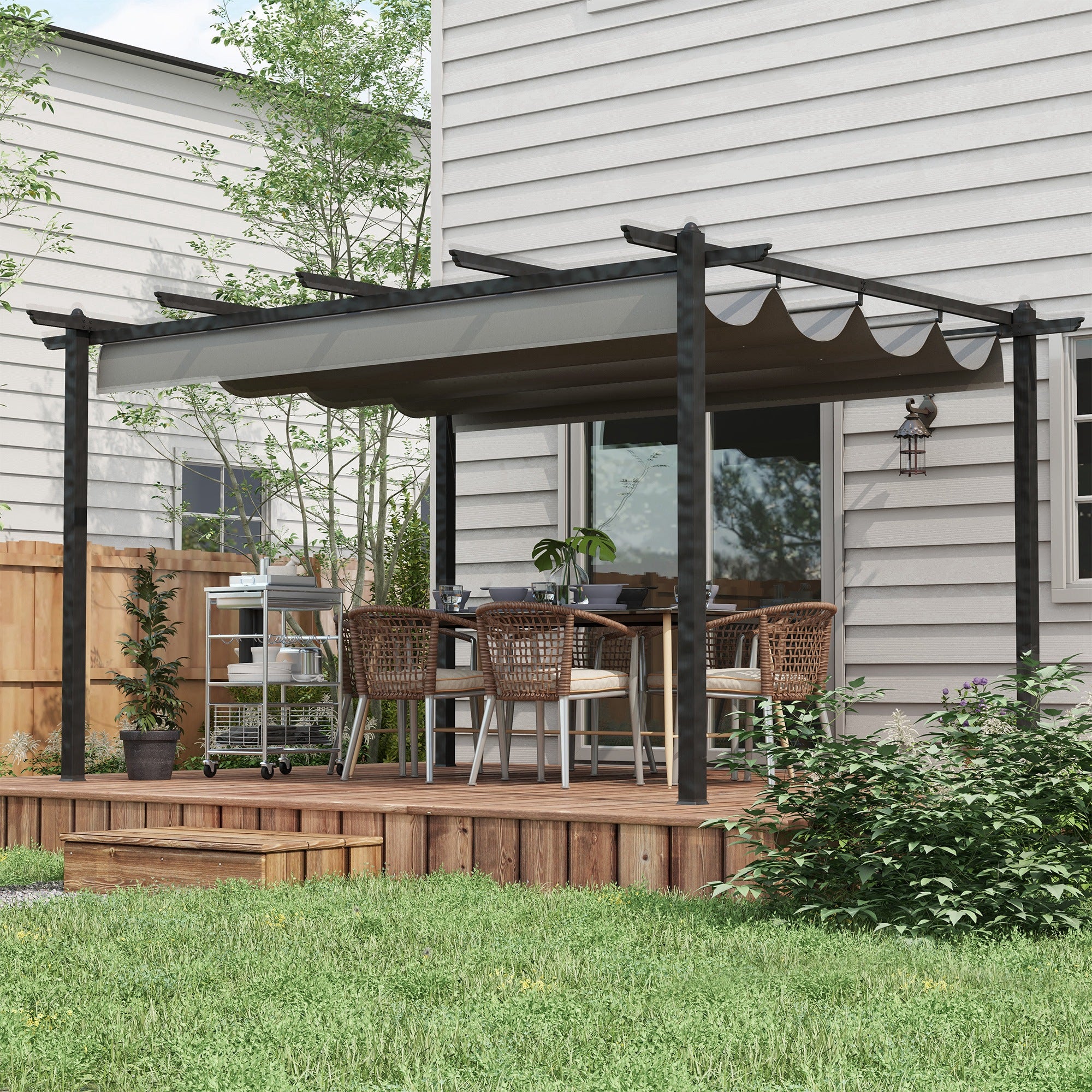 Outsunny 4x3m Aluminium Pergola with Retractable Roof – GardenArch